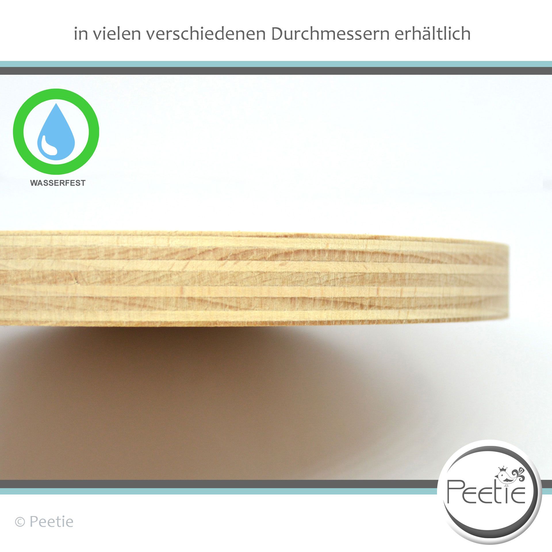 Peetie Holzdesign - 1x Holzscheibe Buche Multiplex Holzrad rund 15 mm ...
